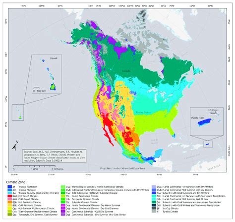 Map Showing K Ppen Climate Zones For North America Hawaii Puerto
