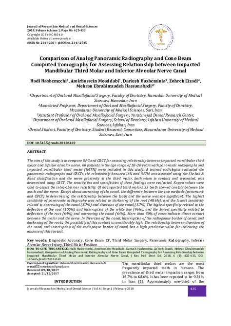 Pdf Comparison Of Analog Panoramic Radiography And Cone Beam Computed
