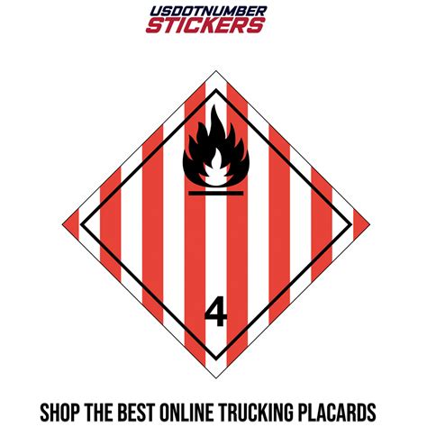 Class 4 Flammable Solid 2 Placard Usdot Number Stickers
