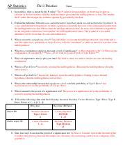 Ch11 Practice Test Answers Pdf AP Statistics Ch11 Practice Name 1 In Statistics What Is