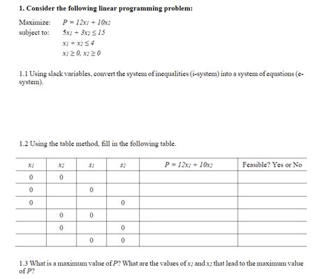 Solved 1 Consider The Following Linear Programming Problem