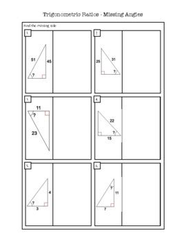 Trigonometric Ratios Practice Finding Missing Angles By Ms W TpT