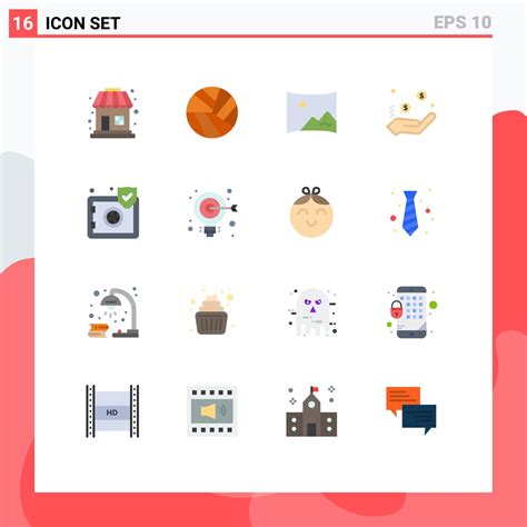 16 Universal Flat Colors Set For Web And Mobile Applications Security Protect Film Insurance