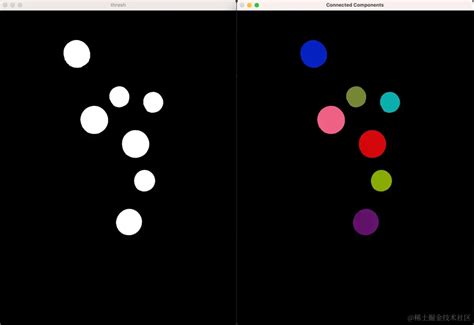 opencv 笔记 13 ：连通域分析连通域分析是图像处理中常用的算法之一，用于在二值图像中找到具有相同像素值且相互连接 掘金