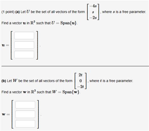 Solved 1 Point A Let U Be The Set Of All Vectors Of The Chegg Com