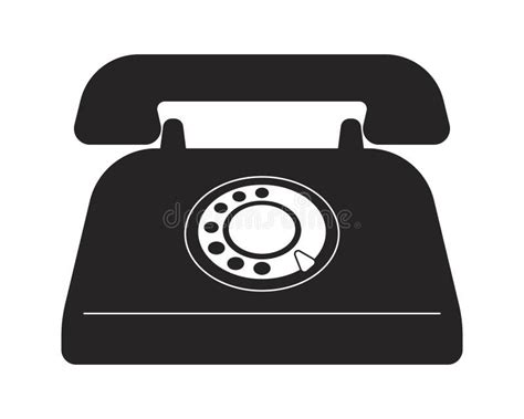 Rotary Dial Telephone Old Fashioned Black And White 2D Line Cartoon