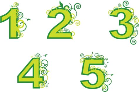 Numeric Figures In Green Color Fundamental Signs Counting Vector Fundamental Signs Counting