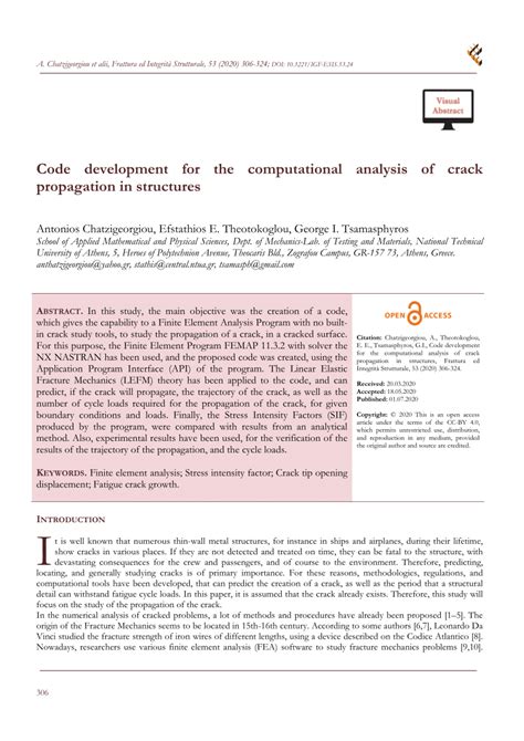 PDF Code Development For The Computational Analysis Of Crack Propagation In Structures