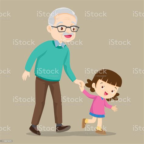 孫娘が祖父と一緒に歩いている 孫娘のベクターアート素材や画像を多数ご用意 孫娘 祖父 イラストレーション Istock