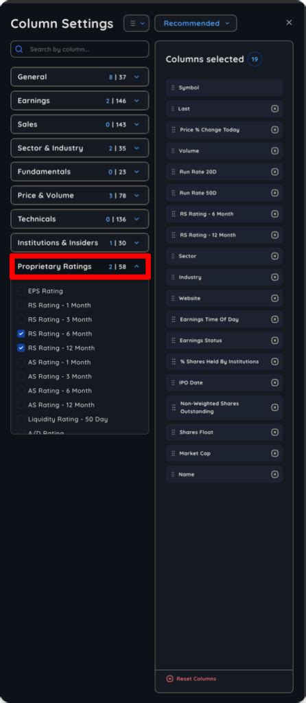 Creating A Column Set Deepvue
