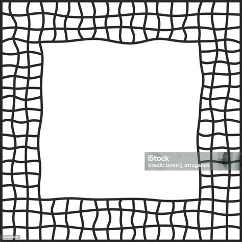 정사각형 프레임을 형성하는 굵은 물결 모양의 선 추상 사각형의 크기가 다릅니다 물결 모양의 뱀 선으로 만든 장식적이고 뱀 같은 테두리 고립 된 흑인과 백인 그림 흰색 배경