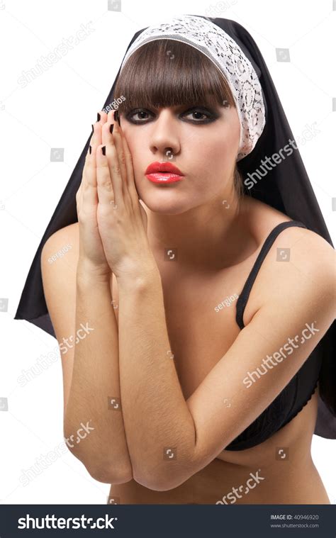 Sexual Nun Prays Isolated Over White Stock Photo 40946920 Shutterstock