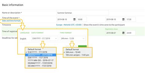 Date And Time Format Lyyti