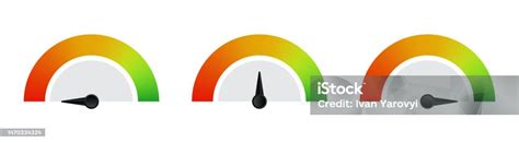 Colorful Speedometer Icons Set Tachometer Icon Performance Indicator Sign Vector Illustration