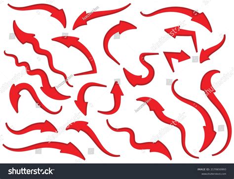 Abstract Curved Red Arrows Vector Set Stock Vector Royalty Free 2170650993 Shutterstock