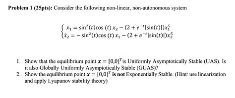 problem 1 25pts consider the following non linear