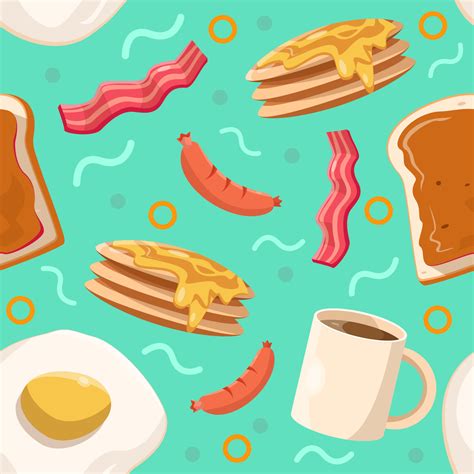 Cute Cartoon Breakfast Seamless Pattern 9388139 Vector Art At Vecteezy