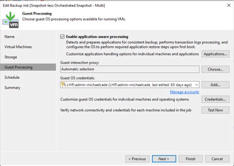 Veeam Backup Replication VMware Snapshot Less Recovery Points