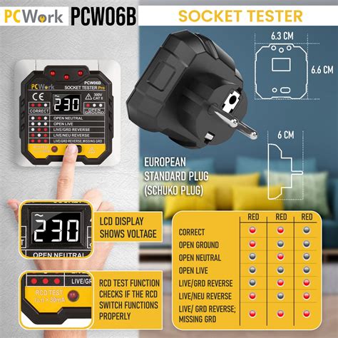 SOCKET TESTER WITH VOLTAGE DISPLAY RCD TEST Videotronics E Store
