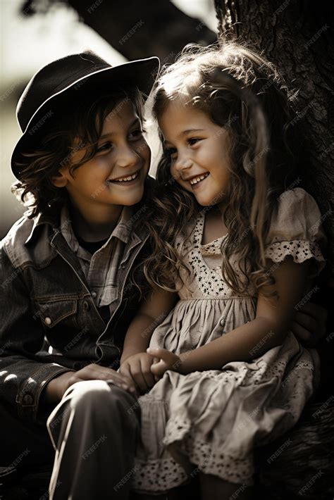 Premium Photo Sibling Bonding Under A Trees Shade