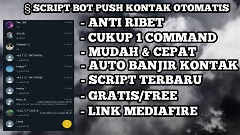 Script Bot Whatsapp Push Kontak Free Youtube