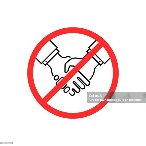 가는 선의 손으로 빨간 악수 금지 플랫 심플 스타일 트렌드 핸드 쉐이크 없이 현대적 로고타입 그래픽 아트 디자인 요소는 흰색