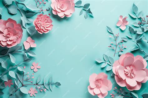 Paper Craft Floral Frame For Text Space Premium Ai Generated Image
