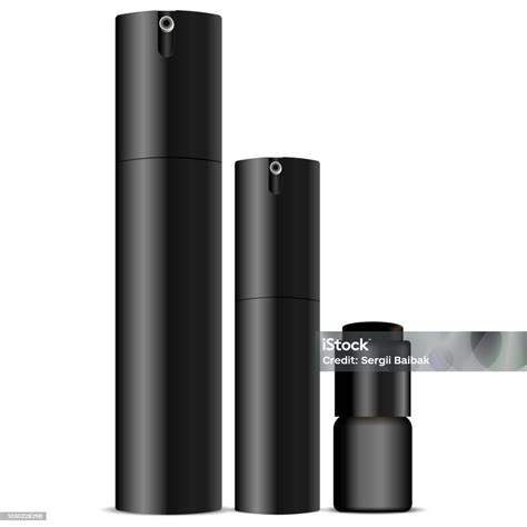 블랙에 어로 졸 병 Eps10 벡터 일러스트 흰색 배경에 고립 화장품 스프레이 설정할 수 있습니다 방 취 제 향수 크림 아이