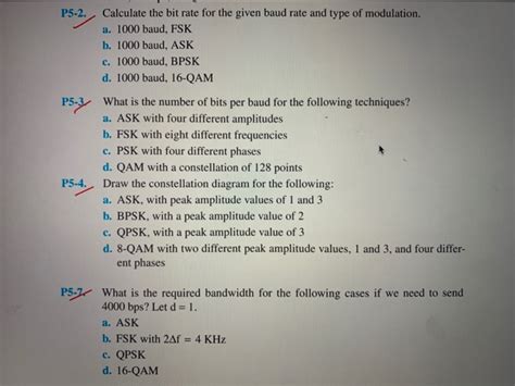 Solved P5 2 Calculate The Bit Rate For The Given Baud Rate