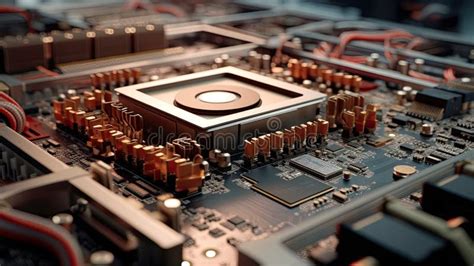Close Up Of Electronic Computer Hardware Technology Stock Illustration