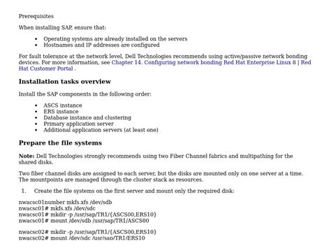 Installing Sap Dell Validated Design For High Availability For Sap