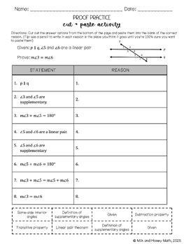 Proofs Practice Segment Proof Angle Proof Parallel Lines Proof Geometry