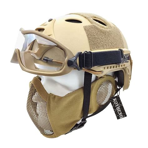 Tactical Pj Type Airsoft Fast Helmet And Foldable Half Face Mesh Ear