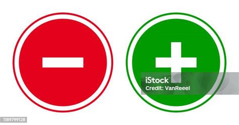 라운드 마이너스 플러스 기호 아이콘 버튼의 집합입니다 흰색 배경에 플랫 네거티브 및 양수 기호입니다 장단점에 대한 스톡 벡터 아트 및 기타 이미지 Istock