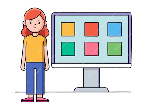 Premium Vector Girl Selected Box On Computer Monitor Modern Technologies And Services Ui