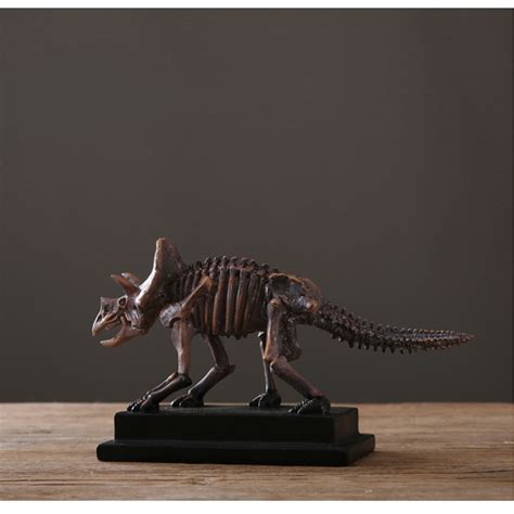 Triceratops Dinosaur Fossil Resin Statue Retro Skeleton Art For Home Decor Classysculptures