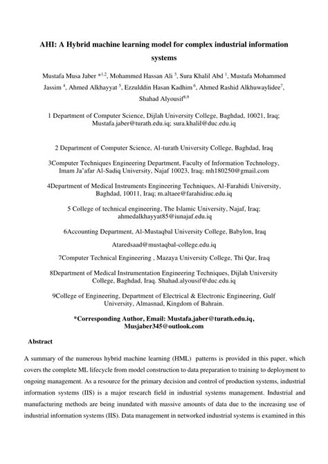 Pdf Ahi A Hybrid Machine Learning Model For Complex Industrial Information Systems