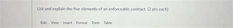 High Quality Solution List And Explain The Five Elements Of An Enforceable
