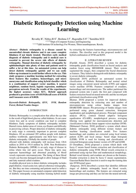 Pdf Diabetic Retinopathy Detection Using Machine Learning