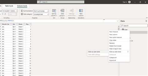 how to create a date table in power bi