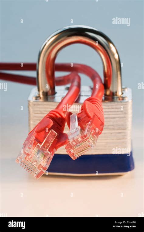 Locked Ethernet Cords Stock Photo Alamy