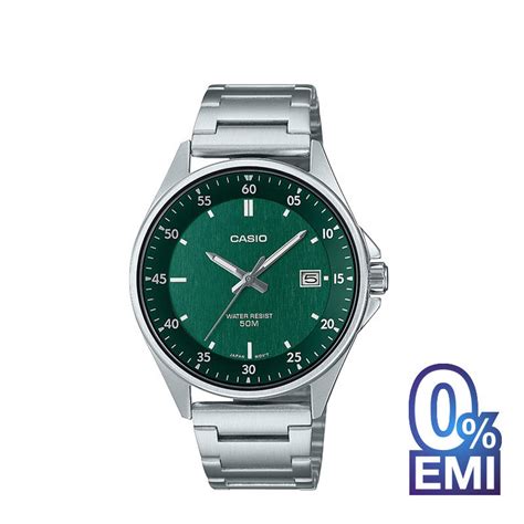 Casio Enticer Mtp E705d 3evdf Analog Green Dial Mens Watch