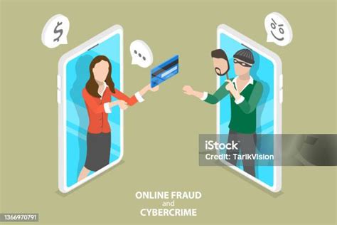 온라인 사기 및 사이버 범죄의 3d Isometric 플랫 벡터 개념 적 그림 사기에 대한 스톡 벡터 아트 및 기타 이미지