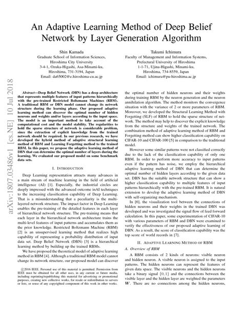 An Adaptive Learning Method Of Deep Belief Network By Layer Generation Algorithm Deepai