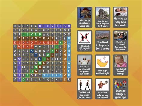 Past Simple Sentences Regular And Irregular Verbs Wordsearch