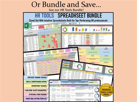 SMART Goal Setting Template Objectives Tracking Spreadsheet Excel Digital Planner HR Small