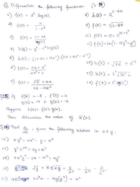 Differentiation Practice Problems 1 Pdf