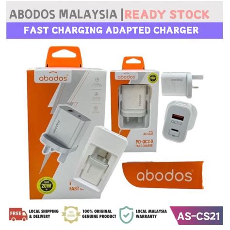 🇲🇾 Ready Stock 💯 Original Abodos As Cs21 Pd 20w Single Usb Output And Single Type C Output