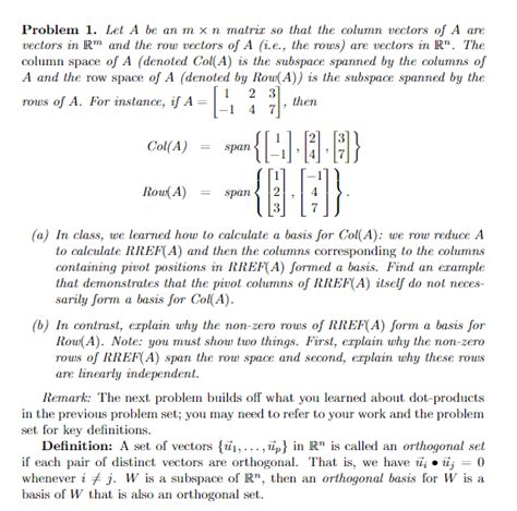 Solved Problem Let A Be An Mn Matrix So That The Column Chegg
