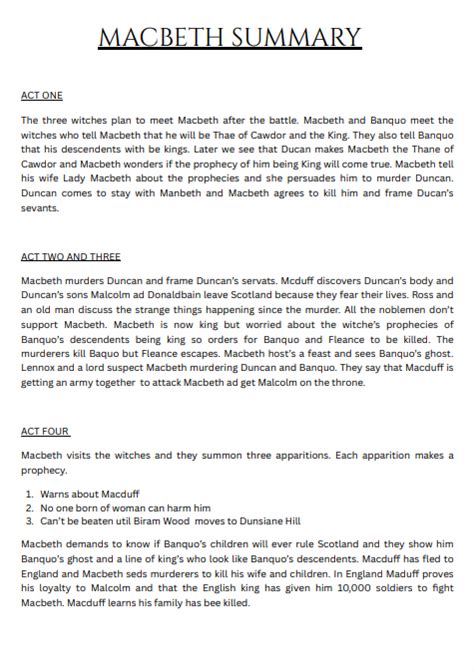 Macbeth Act 1 Summary Artofit